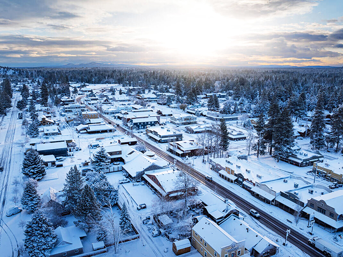 Sisters in winter is like being inside a snow globe that someone with excellent taste designed. Magical without trying too hard.