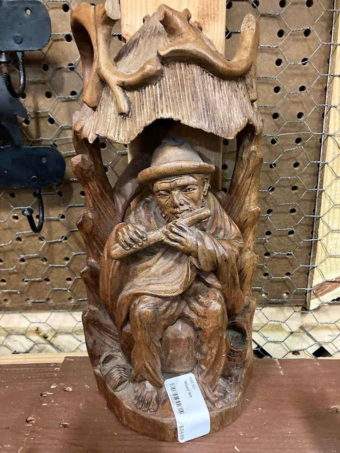 This intricate wooden carving tells a story of craftsmanship rarely seen in today's mass-produced world. A conversation piece if ever there was one.