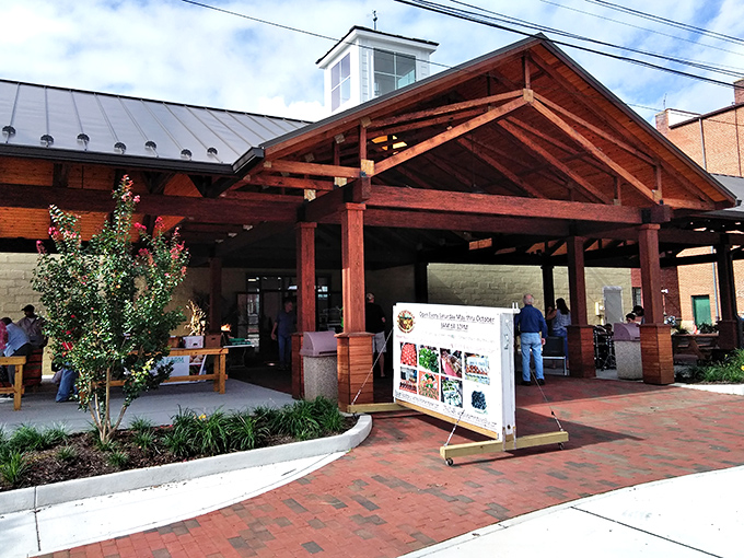 The Wytheville Farmers Market pavilion combines rustic timber construction with modern amenities, where local produce costs a fraction of big-city prices.
