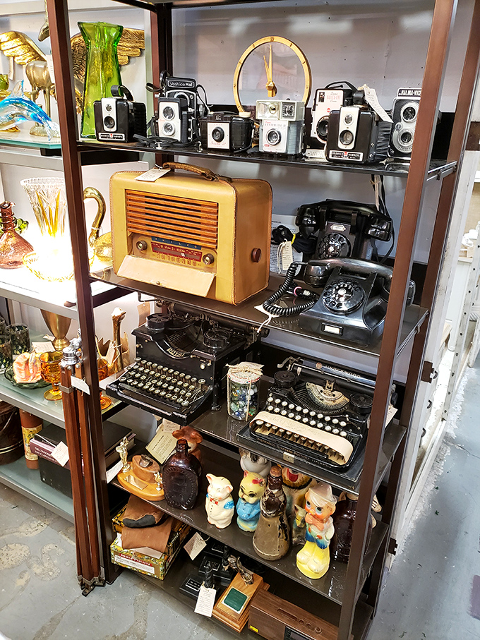 Typewriters, radios, and phones from when communication required actual effort and produced satisfying clicks.