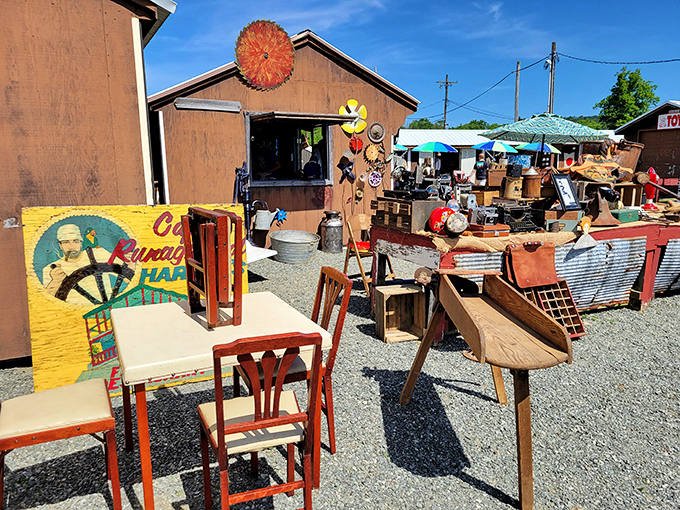 Rustic furniture and nautical decor await new homes, proving that one person's redecorating project is another's design inspiration.