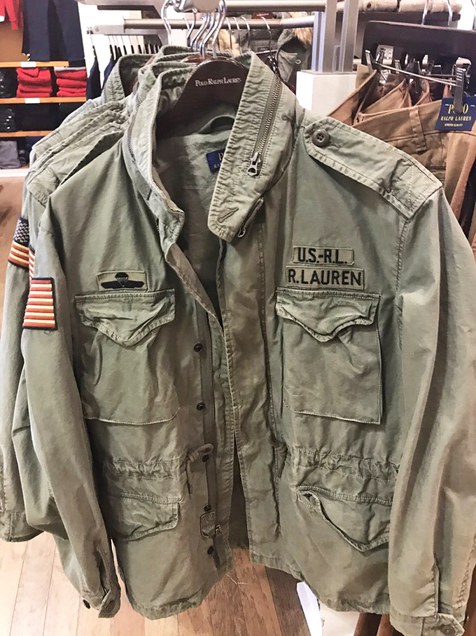 This Ralph Lauren military jacket didn't serve in actual combat, but it's a veteran of serious style wars. American flag patch included!