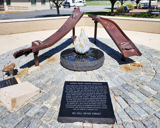 A solemn reminder of service and sacrifice. These World Trade Center artifacts speak volumes about our shared history without saying a word.