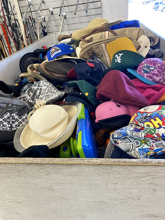 Hat heaven! From baseball caps to sun protection, this bin contains headwear solutions for every occasion and personal statement.