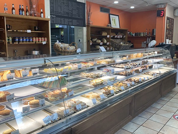 The pastry case gleams like a jewelry display, except these treasures disappear deliciously rather than collecting dust in a drawer.