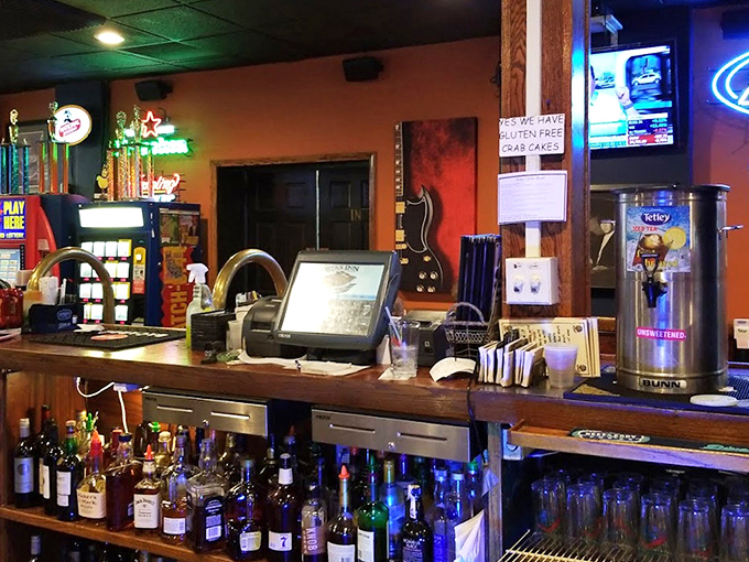 The bar area &ndash; where cold beer flows, sports play on TV, and strangers become friends over shared love of Maryland's bounty.