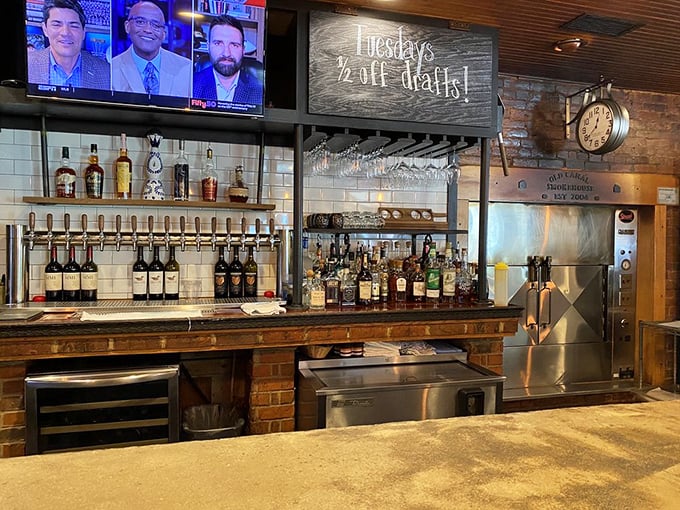 Tuesday's half-price drafts sign hangs like a beacon of hope above a bar stocked with liquid treasures for every palate.