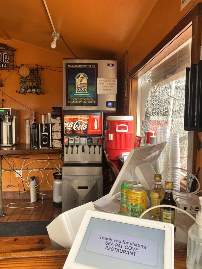 The beverage station isn't fancy, but neither is your favorite uncle who tells the best stories. It's about function, not fashion.