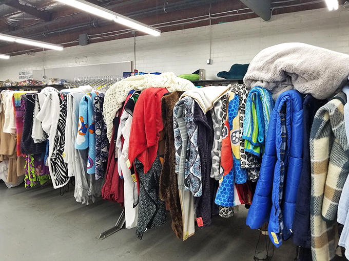 A textile tapestry of patterns and textures&mdash;where one person's discarded winter coat becomes another's cozy treasure.