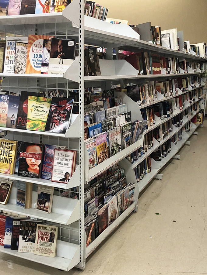 The book section: where literary adventures cost less than a latte. From bestsellers to obscure titles, your next mental vacation awaits.