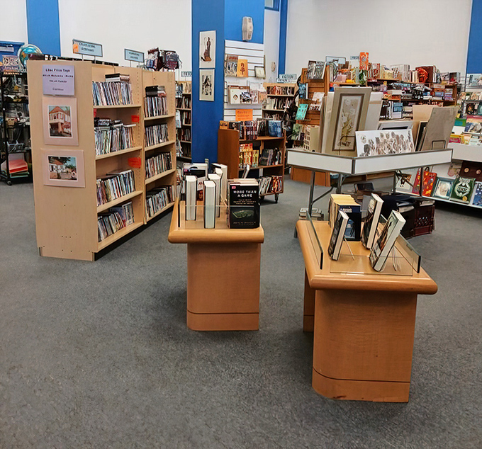 The book section rivals small-town libraries, with orderly shelves and display tables that make browsing a bibliophile's dream come true.