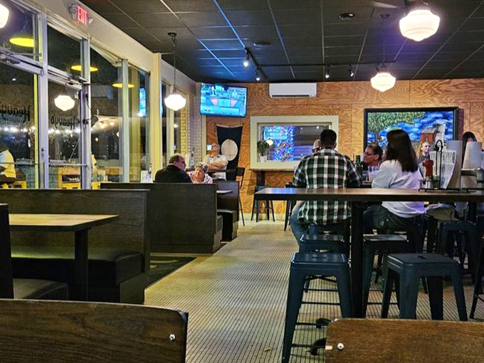 Evening at Heavy's brings a cozy glow to conversations, whether you're celebrating Tuesday or something actually special.