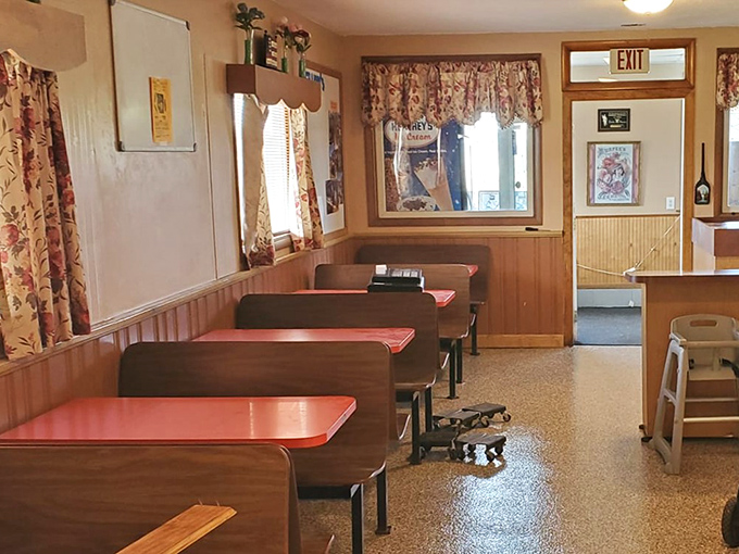 The booths offer semi-private dining nooks where countless family conversations have unfolded over decades. Those red tabletops have witnessed more Ohio stories than a local newspaper.