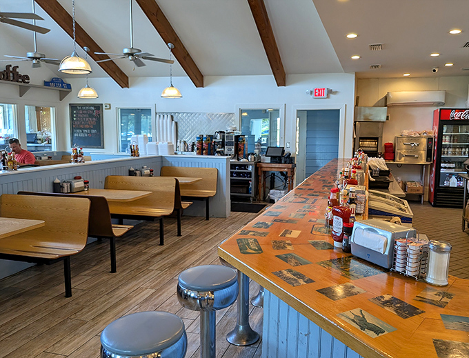 The booth section&mdash;where "let's grab a quick bite" turns into two hours of conversation, three coffee refills, and zero regrets.