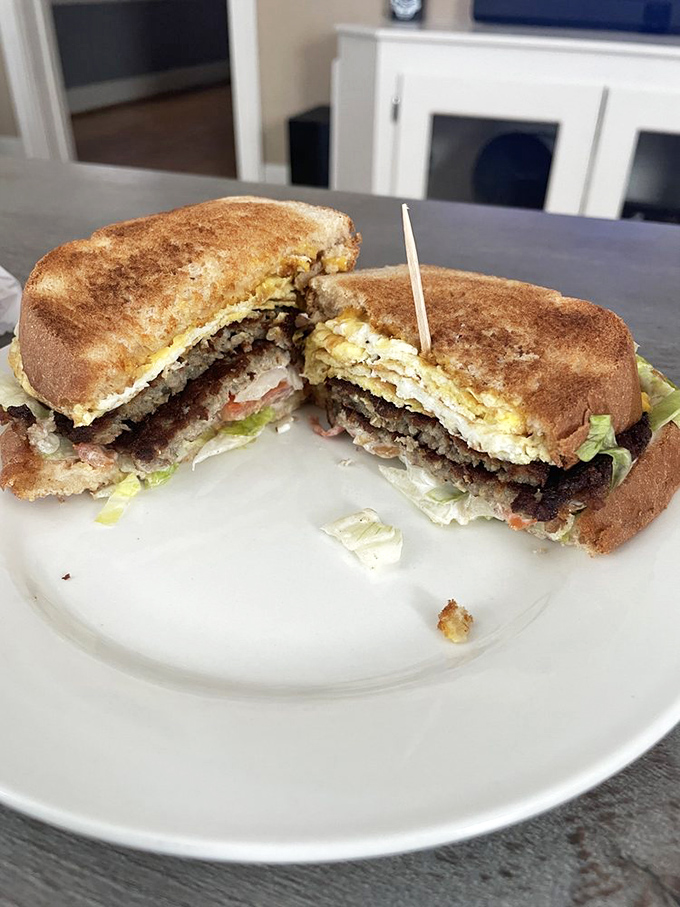 The breakfast sandwich in its natural habitat—simple, satisfying, and making fancy brunch spots seem unnecessarily complicated.