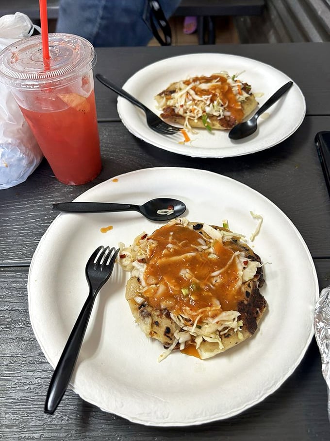Pupusas meet barbecue in a cultural handshake that proves great food knows no borders – just follow the sauce drippings to happiness.