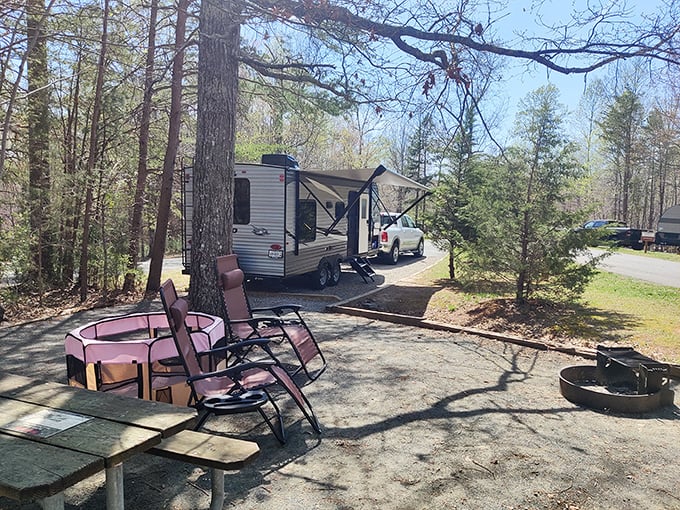 Camping without the suffering. All the stars of wilderness with the comfort of knowing your coffee maker is just steps away.