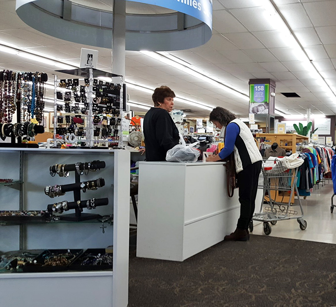 The checkout area&mdash;where friendly volunteers turn your treasure hunt into a community connection, one conversation and receipt at a time. 