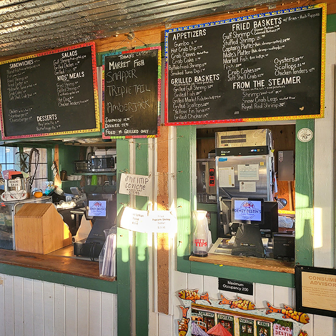 The command center of seafood dreams. Where orders are shouted, magic happens behind the scenes, and today's catch is always the right choice.
