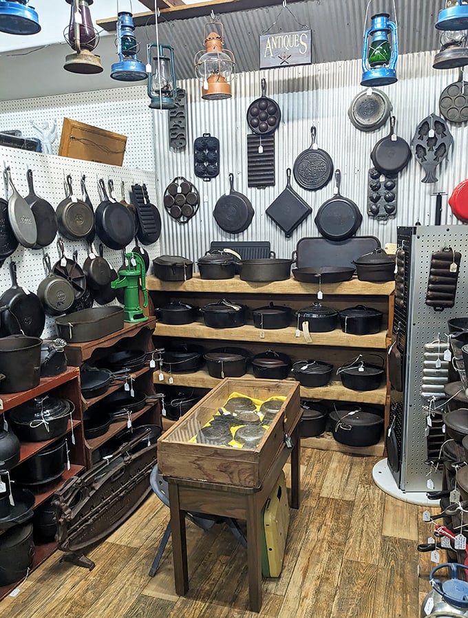 Cast iron paradise! These virtually indestructible pans have been seasoning meals and family stories for generations&mdash;each one just getting started on its culinary journey.