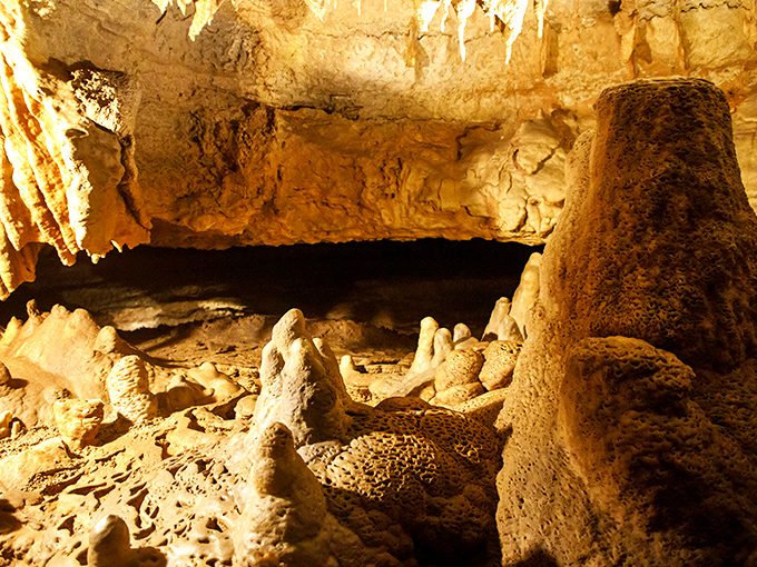 The ultimate cathedral ceiling &ndash; stalactites hanging like frozen waterfalls, capturing light and imagination in equal measure.