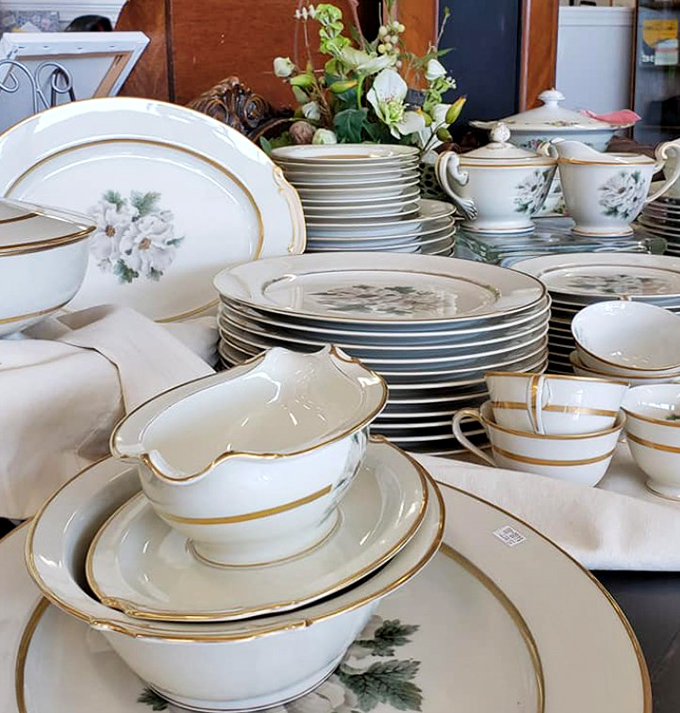 Fine china that's survived decades of holiday meals stands ready for your table&mdash;because food always tastes better on dishes with history.