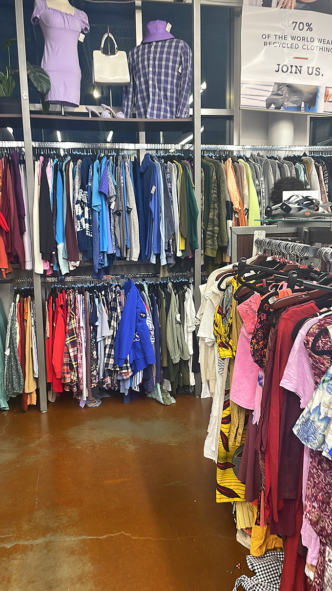 The color-coordinated racks create a shopper's paradise where organization meets inspiration. Marie Kondo would definitely spark joy here.