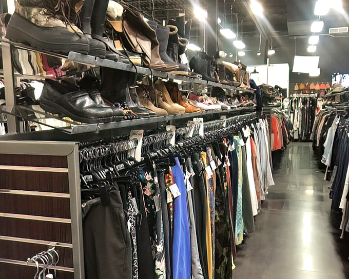 The shoe wall deserves its own Instagram account. Footwear fantasies arranged by size and style&mdash;revolutionary in the secondhand world.