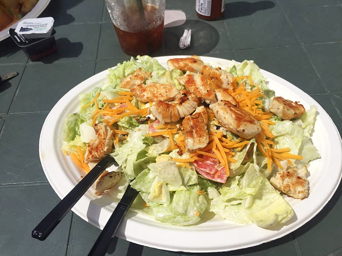 A salad that doesn't apologize for being a salad&mdash;crisp, colorful, and topped with enough protein to keep you going through an afternoon of beach volleyball.