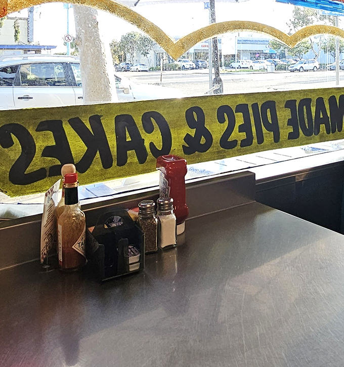 Every great diner table tells a story through its condiment caddy. This one's saying "Trust me, I know what your eggs need."