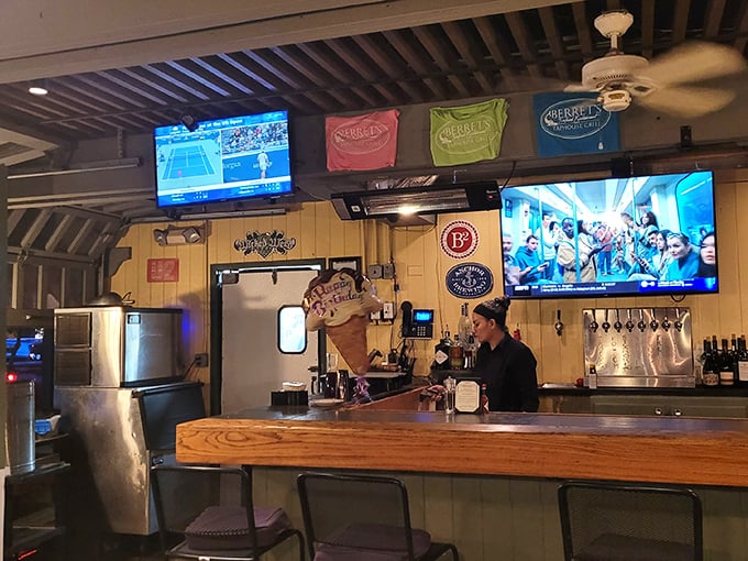 The bar area&mdash;where sports on TV and colorful pennants create that perfect casual vibe for enjoying oysters and craft beer without pretension.
