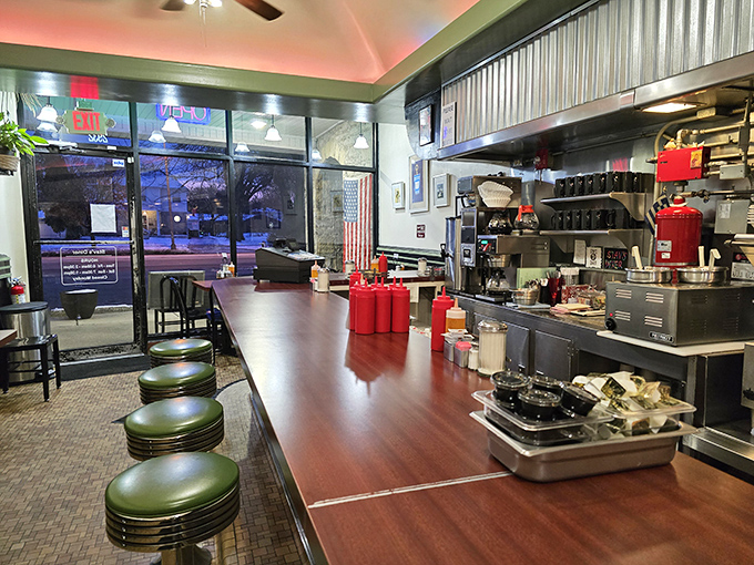 Early morning at the counter&mdash;a moment of calm before the breakfast rush transforms this space into a buzzing hub of coffee and conversation.