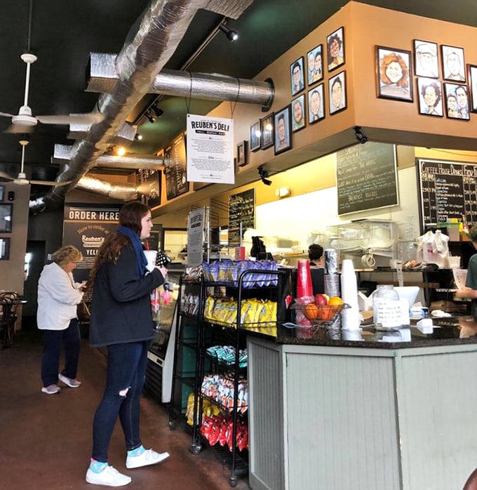 The ordering counter – a portal to flavor town where decisions matter and snack racks tempt you while you wait.