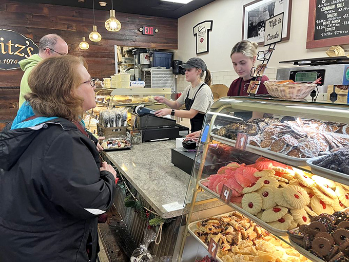 The counter where dreams come true and diets go to die. Watch as locals debate the merits of buttercakes versus sticky buns.