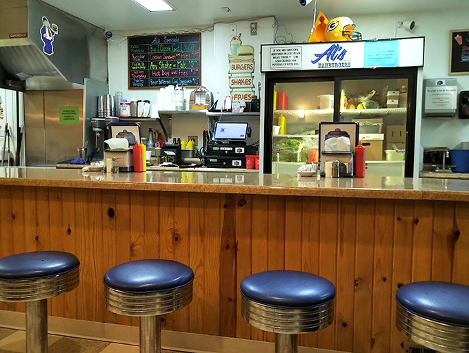 This counter has heard more local stories than any bartender in Wisconsin. The stools aren't just seating—they're front-row tickets.
