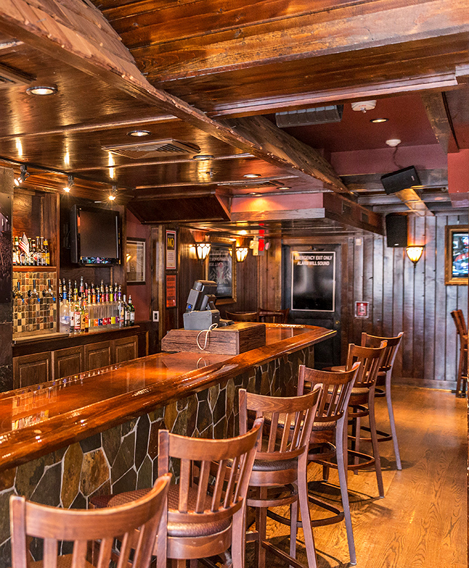 The polished bar invites you to pull up a stool and stay awhile, where bartenders pour drinks with the confidence of people who know they're making your day better.