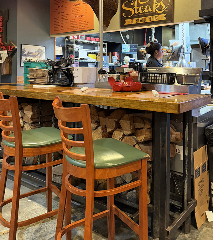 Counter seating for the serious eaters who want to be as close to the action as possible.