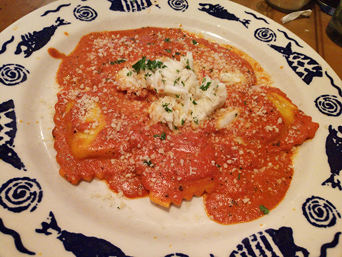 The crab ravioli that launched a thousand return visits&mdash;pillowy pasta islands in a sea of tomato sauce topped with more crab because... why not?