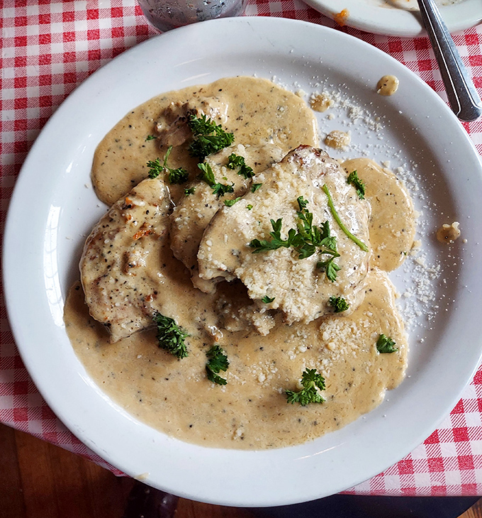 Creamy chicken that's practically floating in sauce so rich it should have its own tax bracket&mdash;comfort food that comforts to the core.