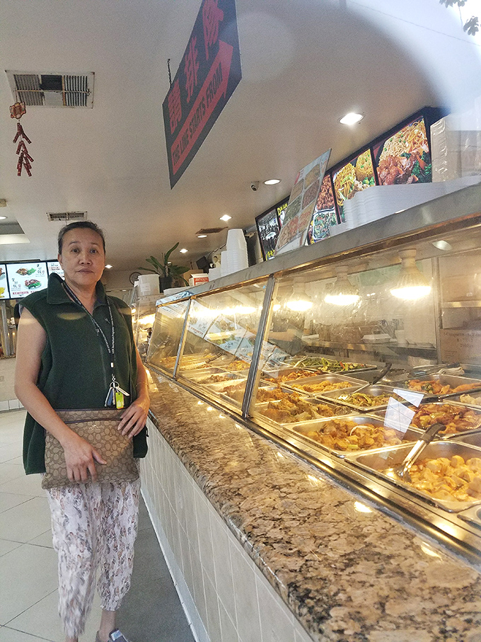The food display showcases a bounty of Southern delights. Each tray holds the promise of flavors that have traveled 1,900 miles to reach your plate.