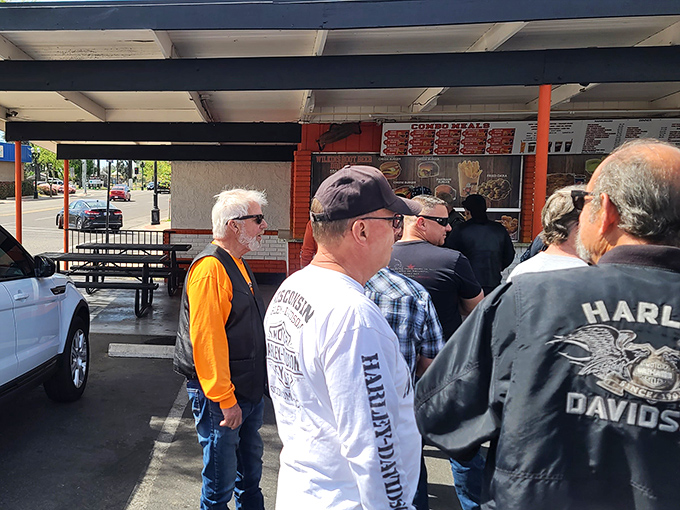 The lunch crowd knows something you should too&mdash;when Harley jackets and work boots line up for food, you've found the real deal.