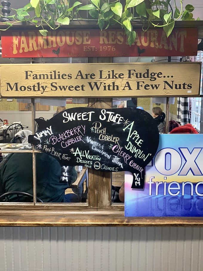 "Families are like fudge... mostly sweet with a few nuts." Never has a truer statement graced a restaurant wall or described my holiday gatherings.