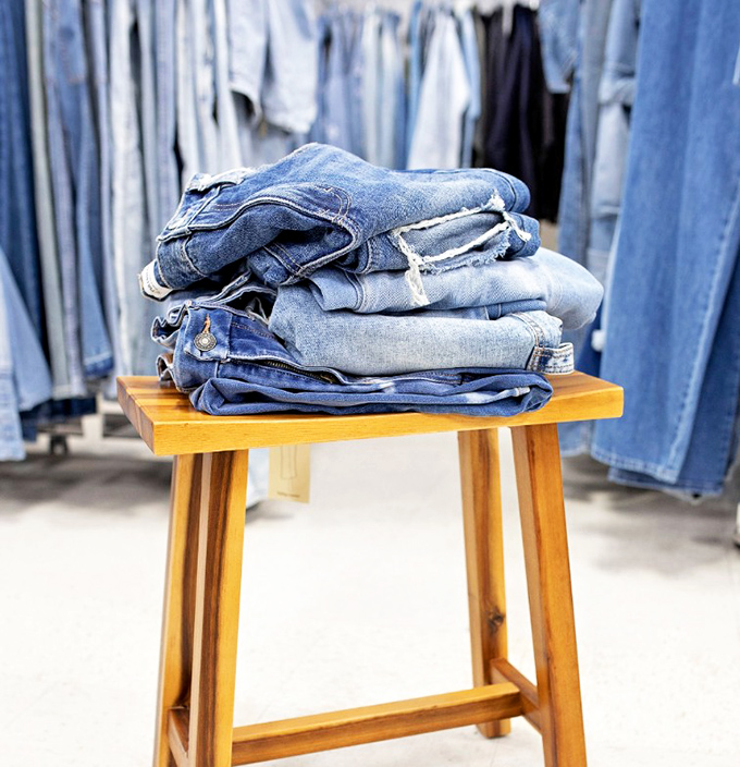 The denim display &ndash; where jeans are folded with the care usually reserved for items with much higher price tags.