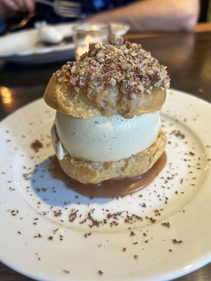 Not just dessert but a structural marvel&mdash;ice cream sandwiched between pastry that somehow maintains its integrity despite the delicious odds.