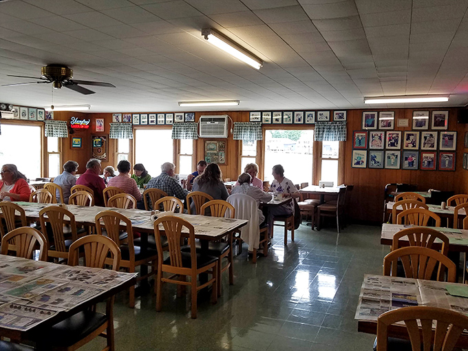 A dining room filled with people who understand that sometimes the best conversations happen between bites of perfectly steamed crab.