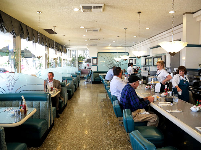 Every booth tells a story, every plate carries tradition, and the rhythm of silverware against plates creates the soundtrack of California comfort.
