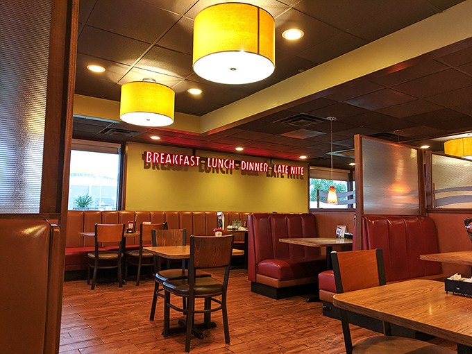 The dining room waits patiently each morning, like a theater before the show, ready for the daily drama of "Who Gets the Last Bacon Strip?"