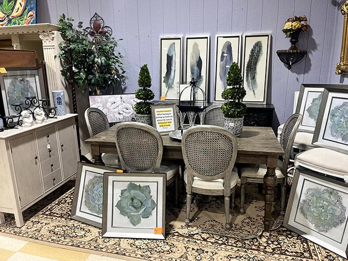 Dining room perfection awaiting its next family gathering. Those chairs have "stay for dessert and coffee" written all over them.