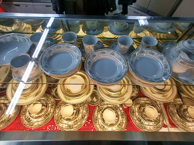 Fine china that's seen more dinner parties than you have, now waiting to elevate your Tuesday night takeout from "meal" to "dining experience."