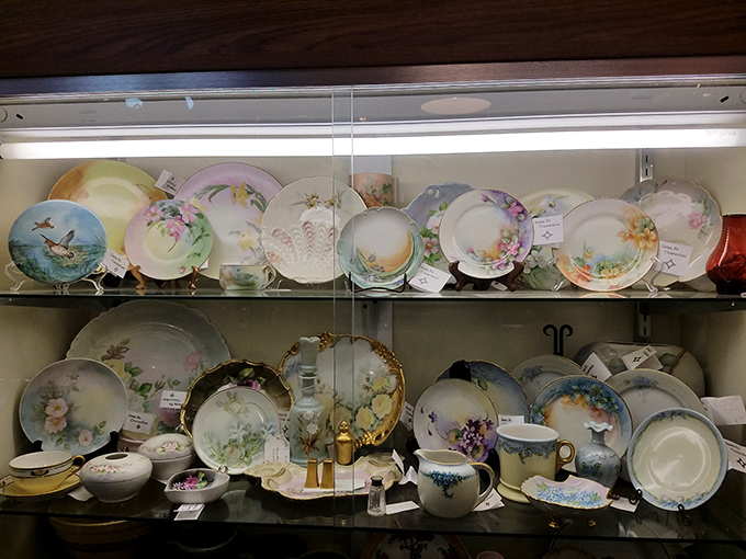 Delicate blooms and hand-painted scenes adorn these vintage plates&mdash;each one a canvas that once graced elegant dinner parties.